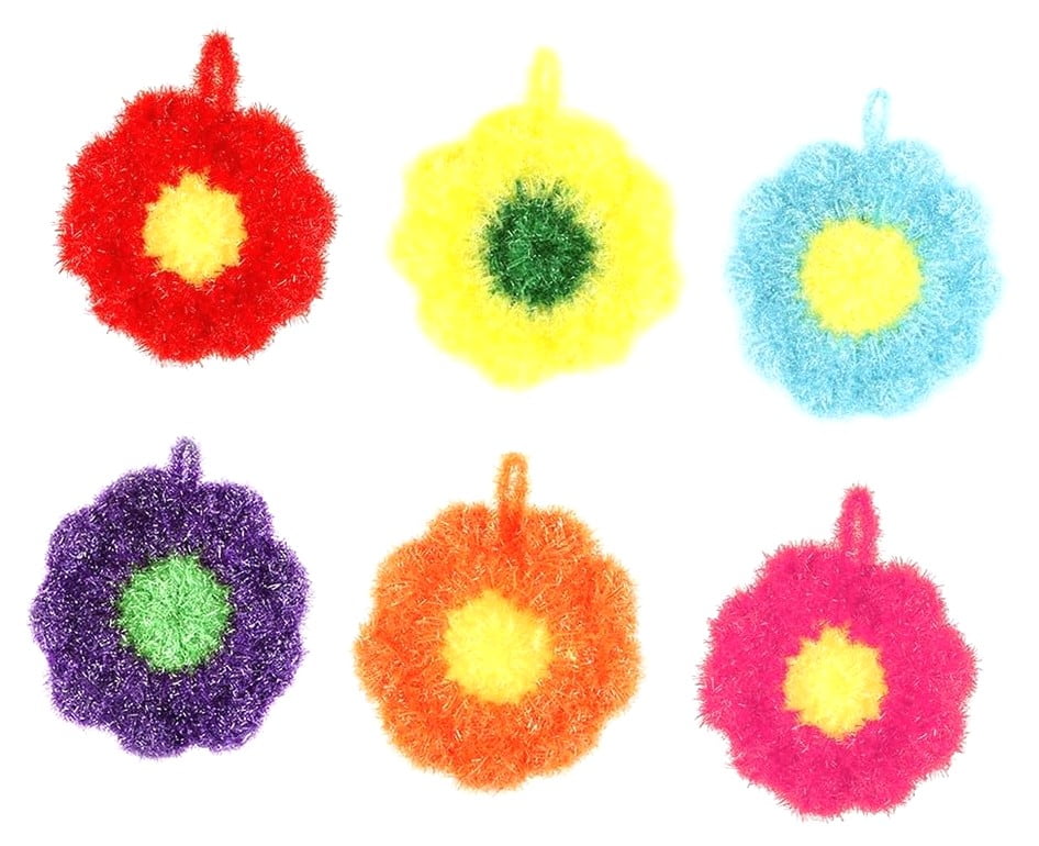 hgudesign 6 Pieces Shaped Acrylic Dish Scrubbers, Kitchen Sponge Net ...