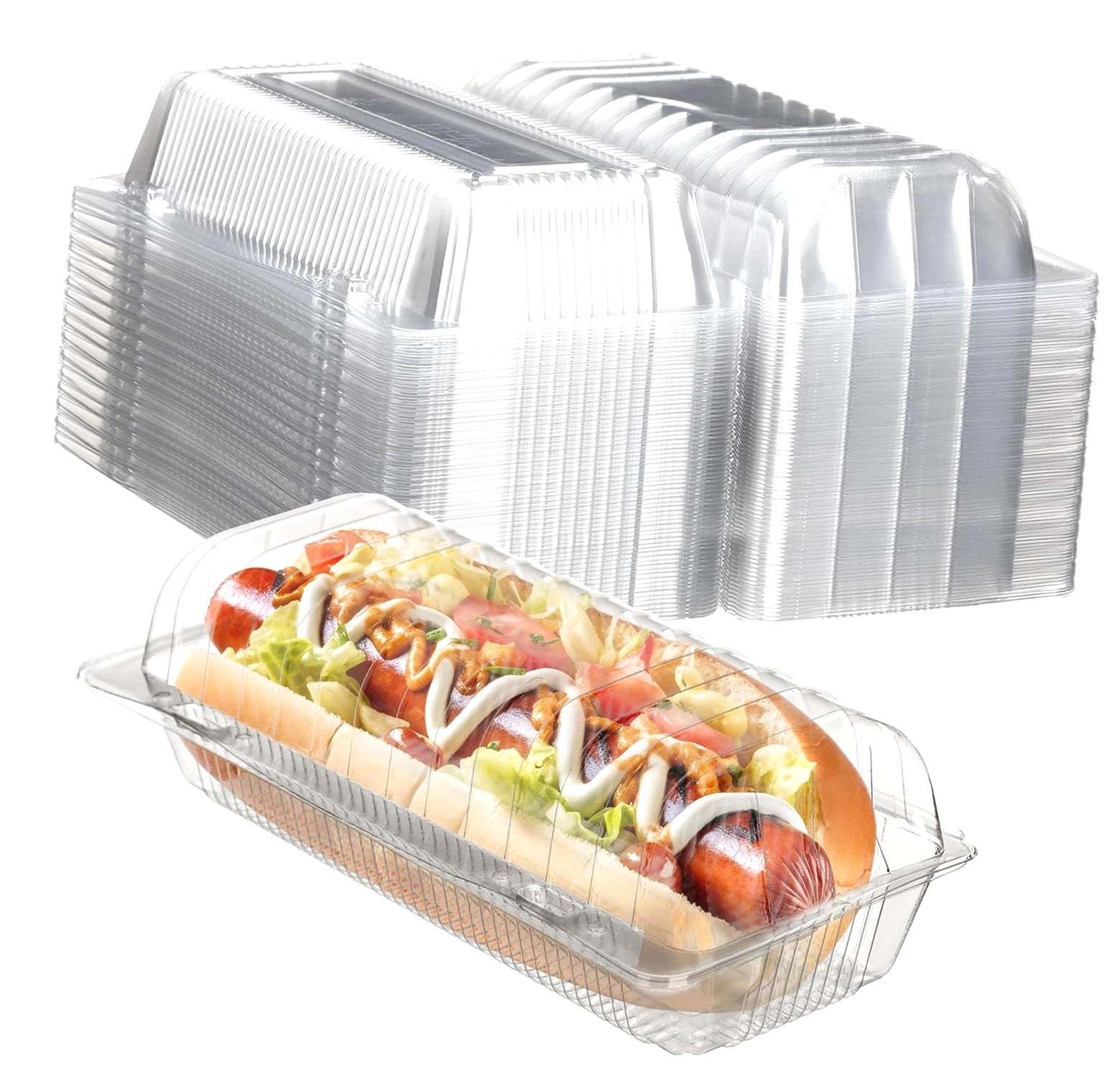 hgudesign 60pcs Clear Plastic Hot Tray with Hinged Lid 8.86 3.94 2.76 ...