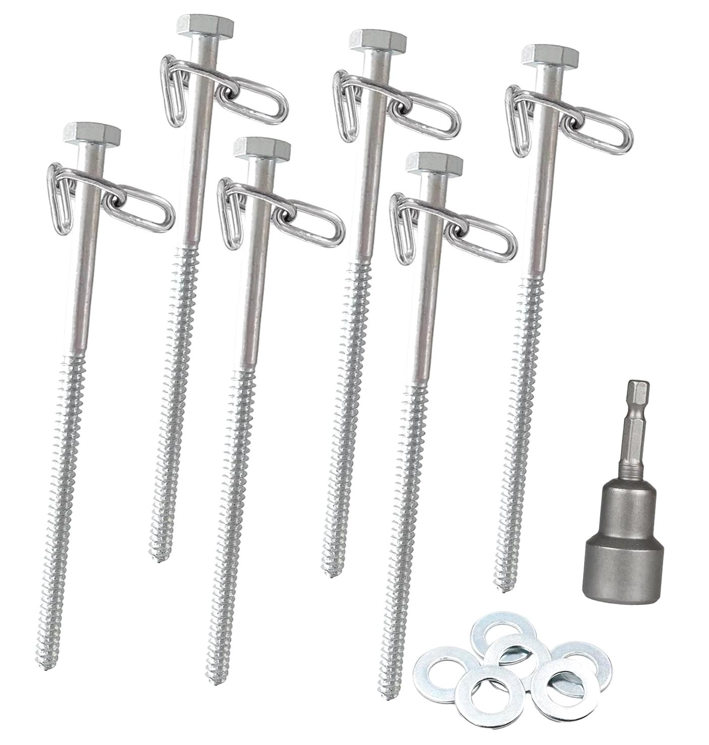 hgudesign 6pcs 3/8 x 12 inch Camping Ground Anchors, Tent Stakes Screw ...