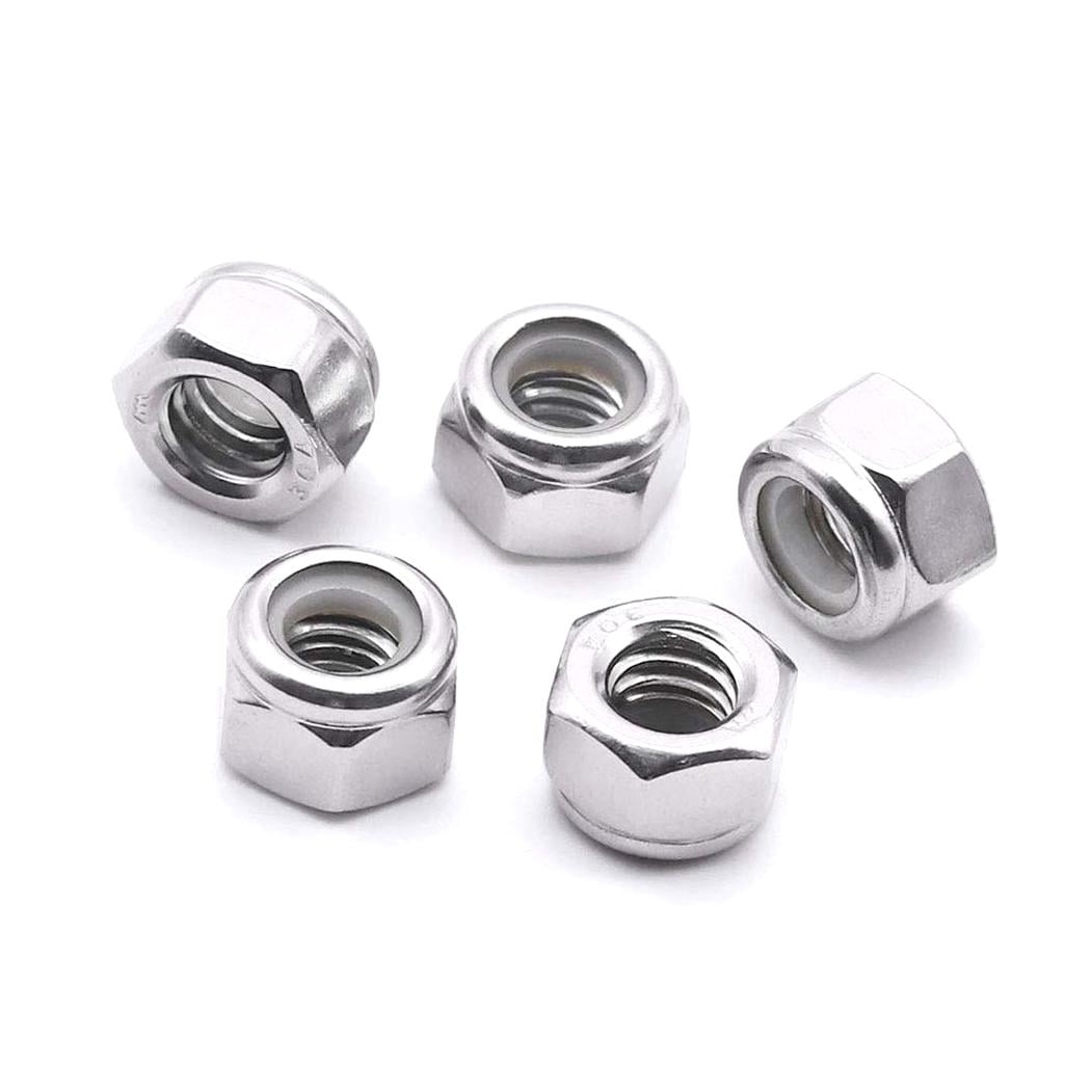 hgudesign 8# 32 Nylon Insert Hex Lock Nuts Stainless Locknuts, Hex ...