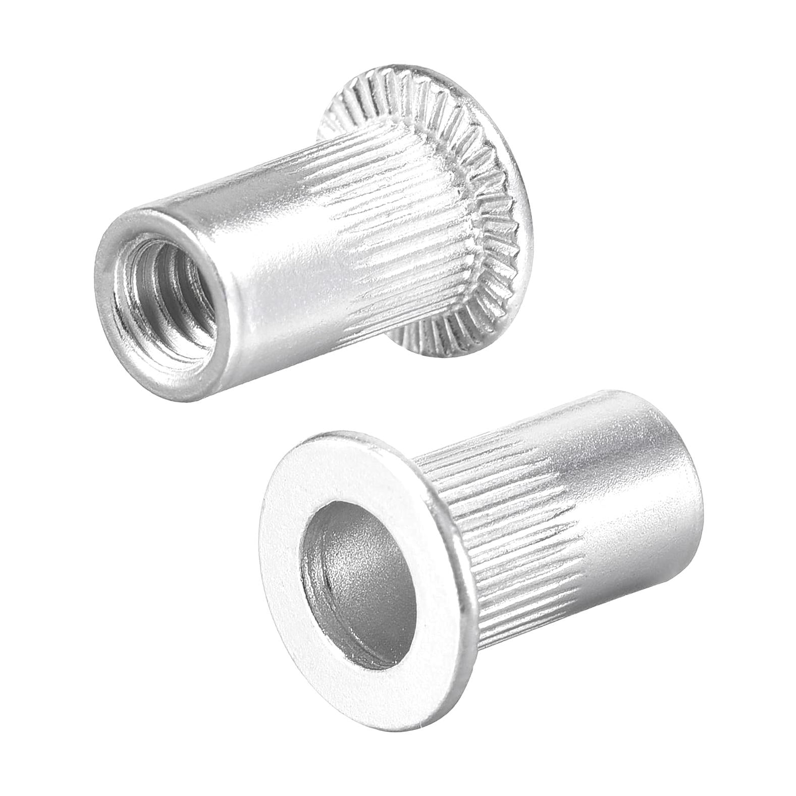 hgudesign #8-32 Rivet Nuts Aluminum Alloy Knurled Flat Threaded ...