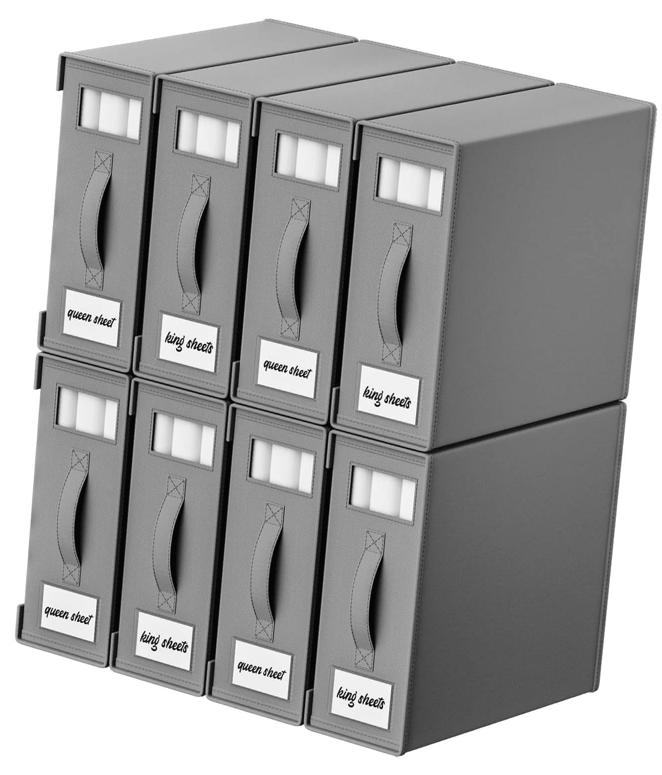 hgudesign 8-Piece Sheet Organizers and Storage, Collapsible Bed Sheet ...