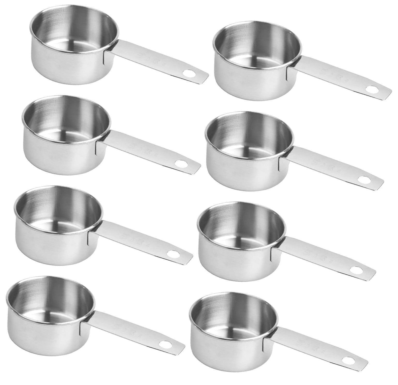 hgudesign 8-Piece Steel Measuring Cups Set, Metal Measuring Scoops-1/4 ...