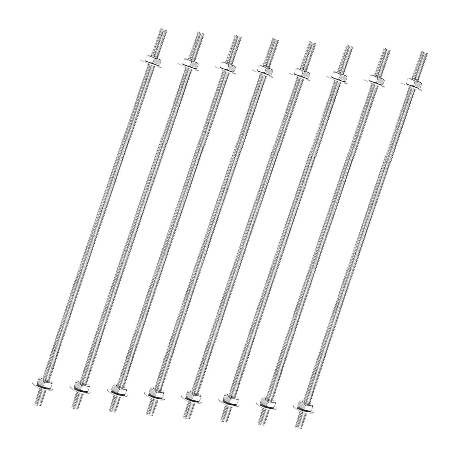 hgudesign 8 units 8/32 Inch M4 Threaded Bars with 16 Hex Nuts and ...