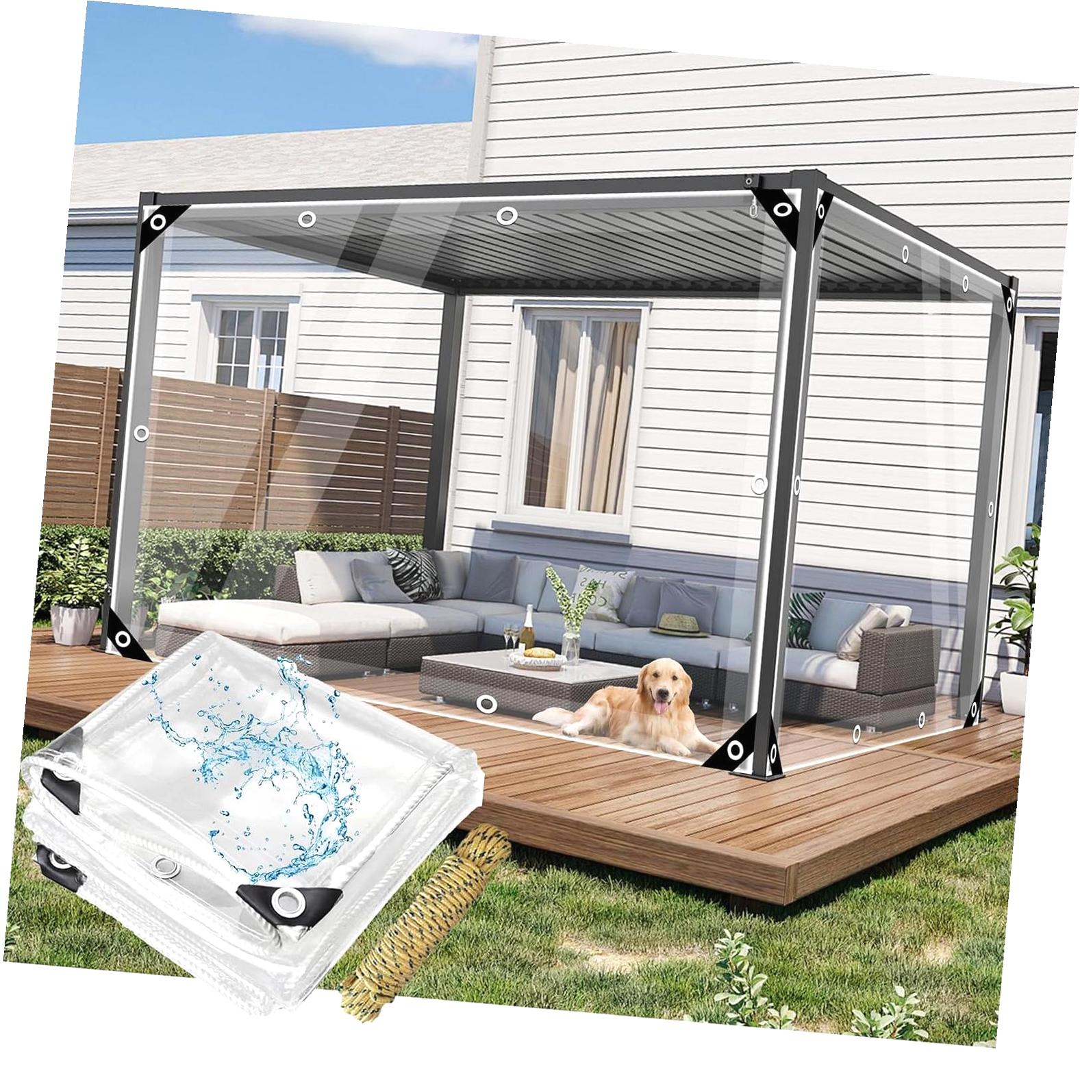 hgudesign 8' x 10' Clear Tarps PVC Vinyl 14 Mil Thick Tarpaulin Glass ...