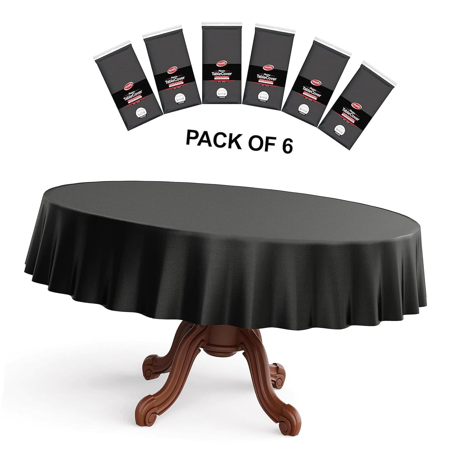 hgudesign 84 Inch 6 Pack Round Plastic Tablecloths Picnic/Camping/Party ...