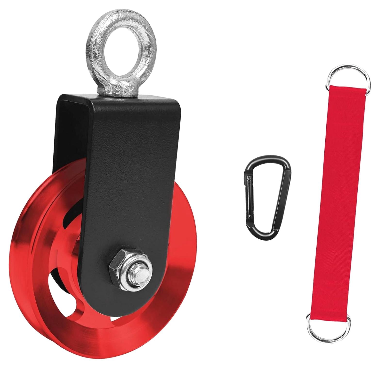 hgudesign Aluminum Alloy Cable Pulley with Swing Strap Carabiner, 90mm ...