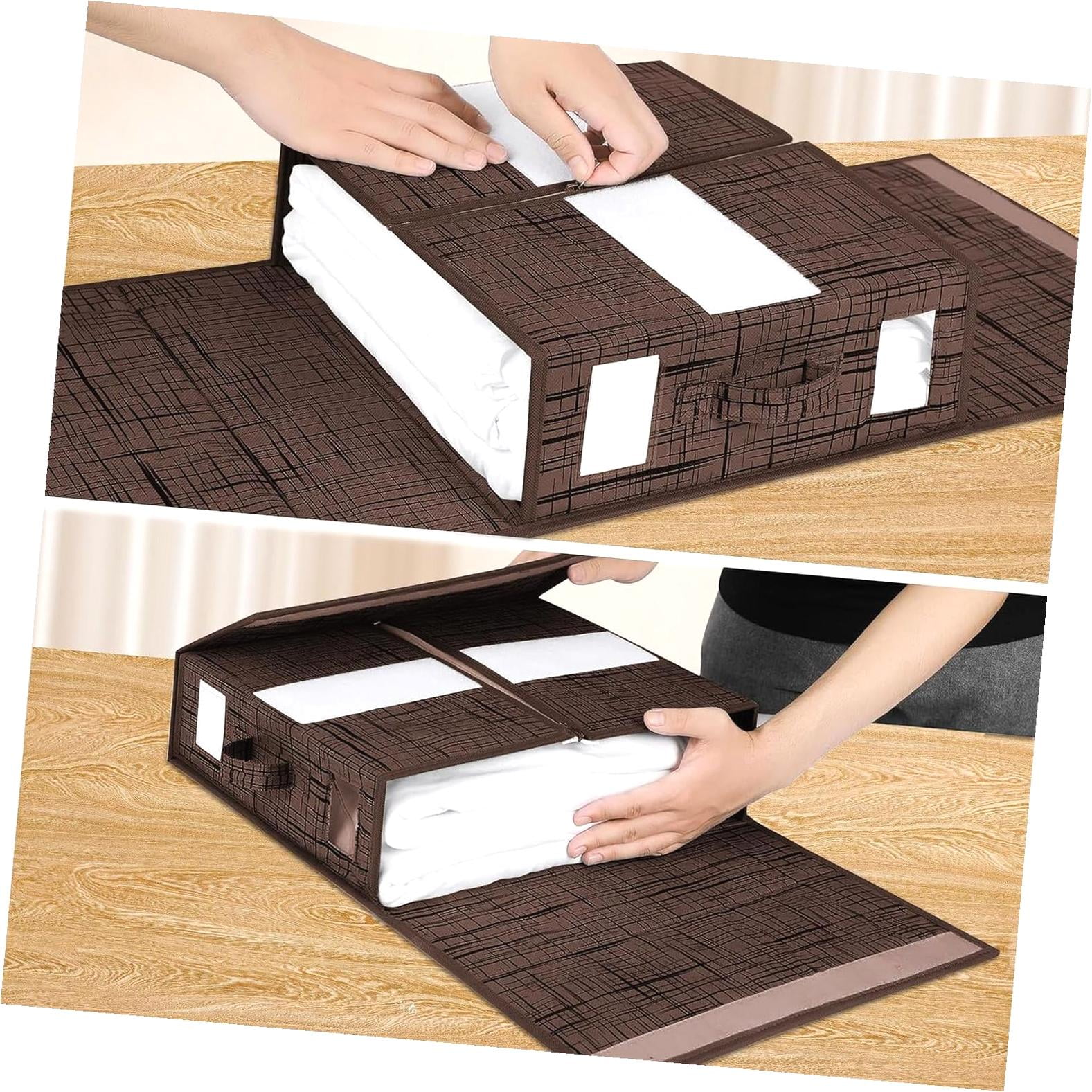 hgudesign Bed Sheet Organizer 2 Pack- Foldable Bedding Storage Box ...