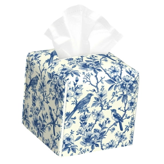 hgudesign Bird Blooming Branches Tissue Box Cover Square, Blue Tissue ...
