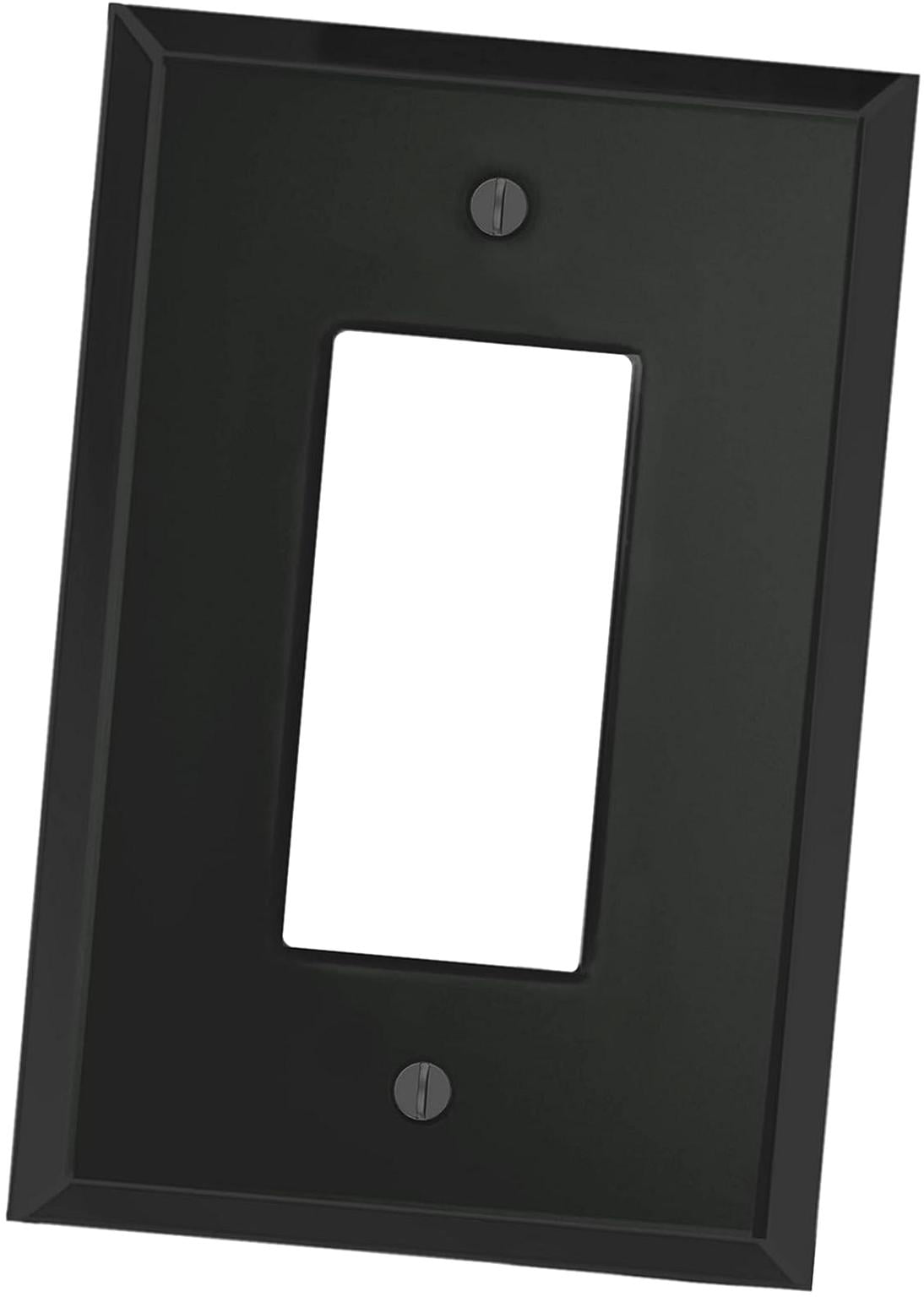 hgudesign Black Glass Mirror Outlet Cover Plate | 1 GFI Rocker | 3.5" x ...