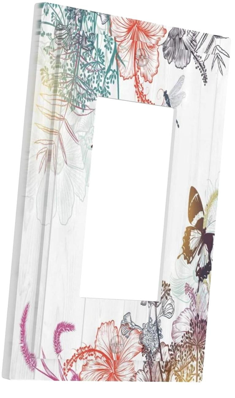 hgudesign Boho Butterfly Dragonfly Rustic Wood Plank 1 Gang Rocker ...