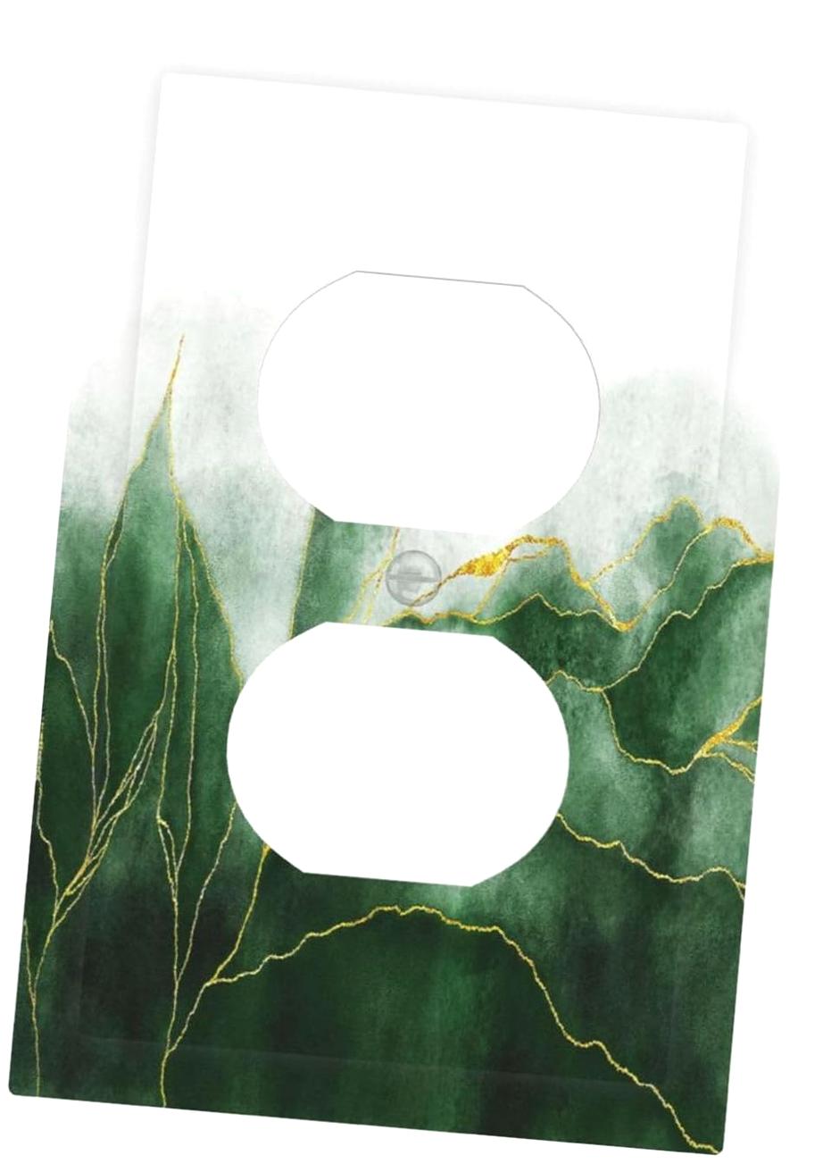 hgudesign Boho Green Ombre Plant Lines 1 Gang Duplex Outlet Covers ...
