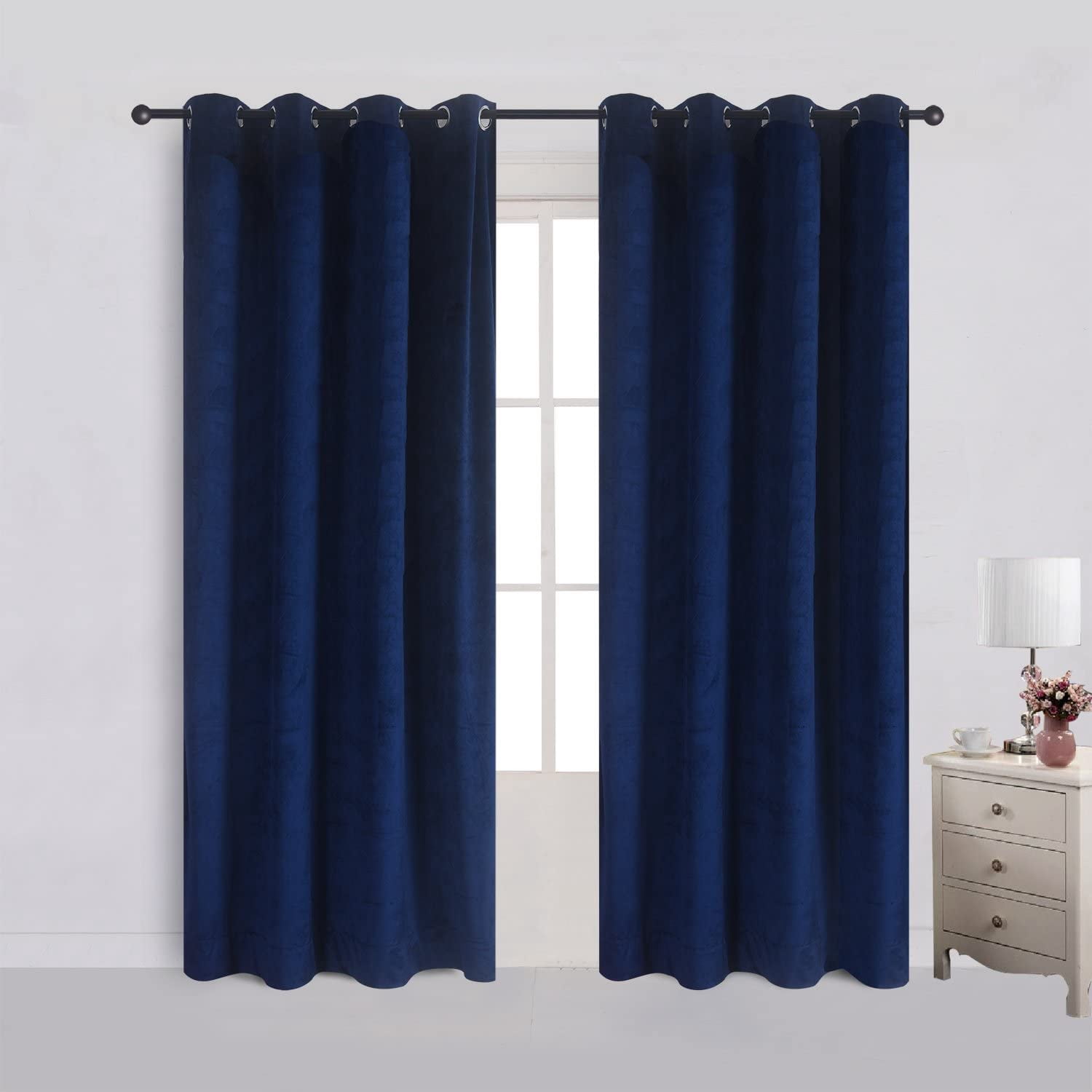 hgudesign Cherry 2-Piece Velvet Flannel Curtain Panel Drapes Grommet ...