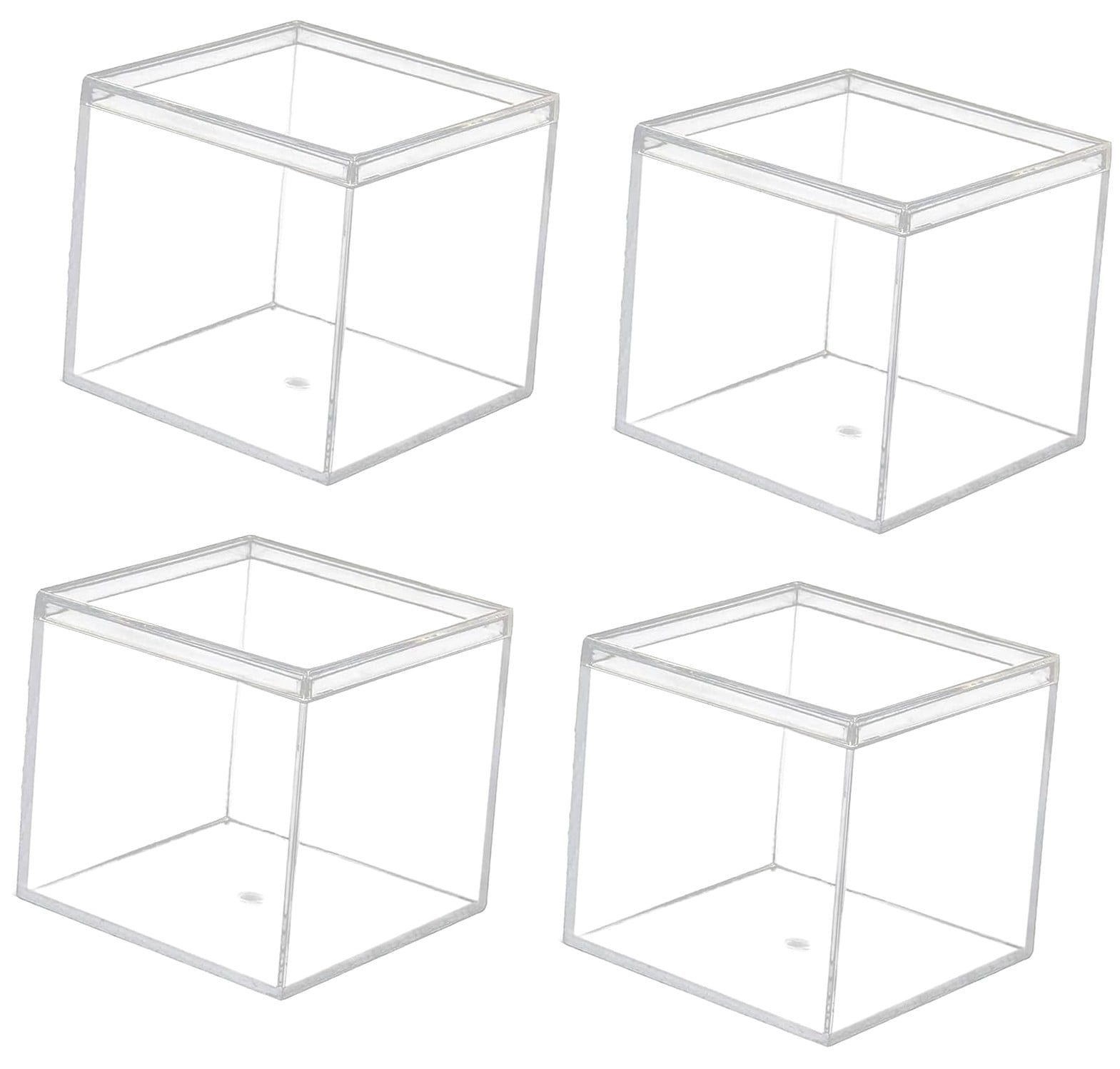 hgudesign Clear Acrylic Boxes with Lid, 4 Pack 3.3x3.3x3.3 Inch Clear ...