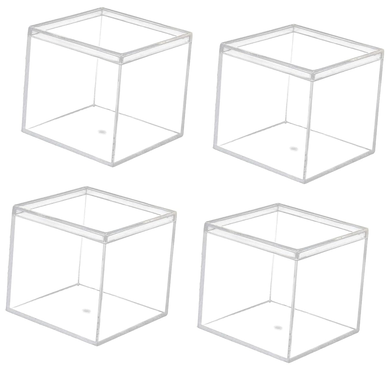 hgudesign Clear Acrylic Boxes Small Plastic Square Cube, 4 Pack Small ...