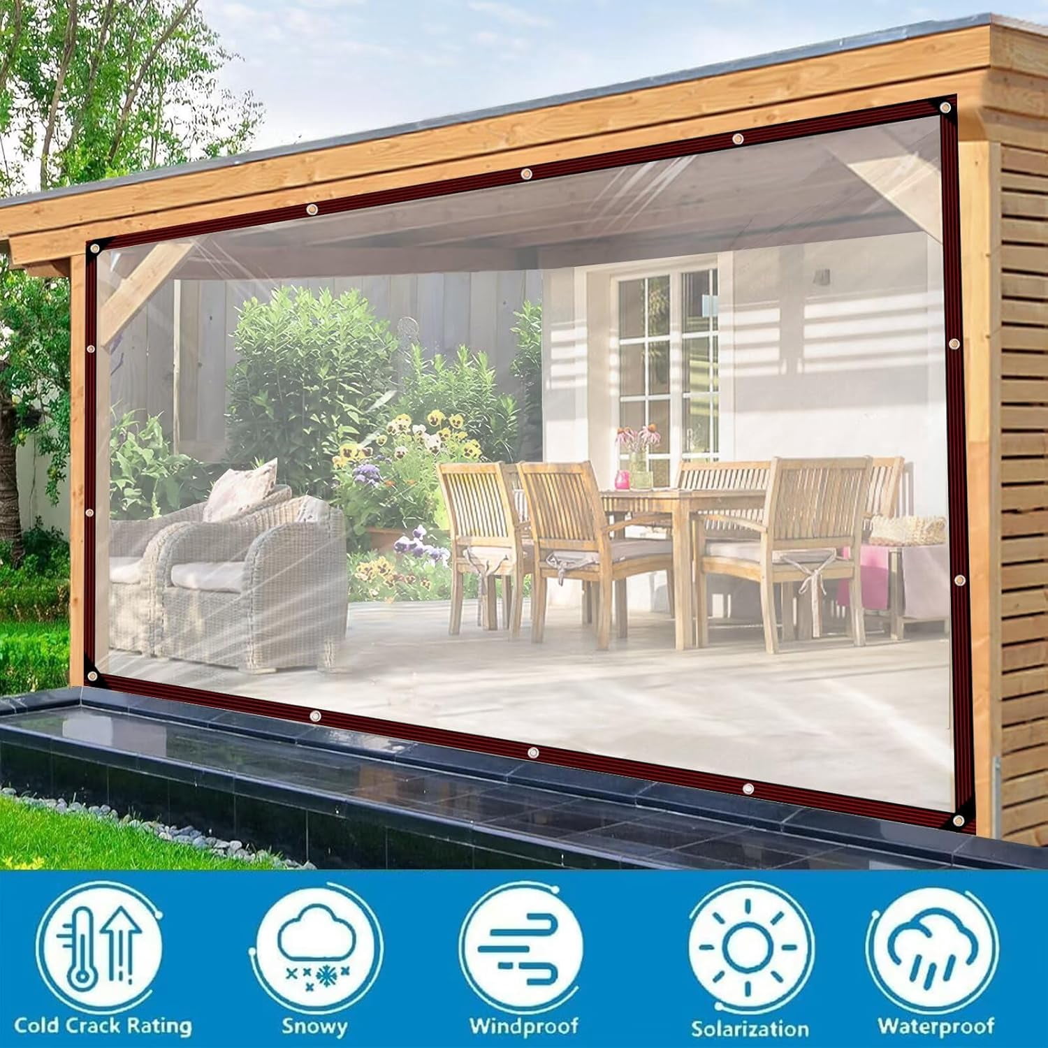 hgudesign Clear Tarp - 8x10FT-2PCS Plastic Sheeting with Grommets ...