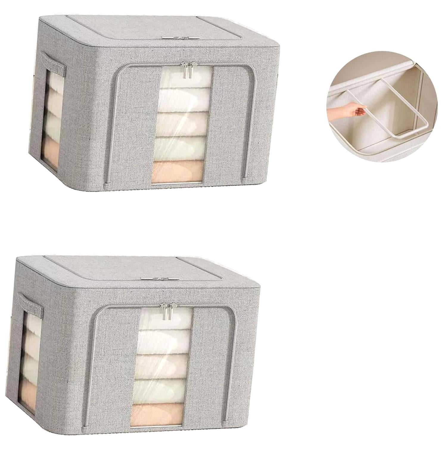 hgudesign Clothes Storage Bins, Fabric Storage , 2 Pack Foldable Metal ...