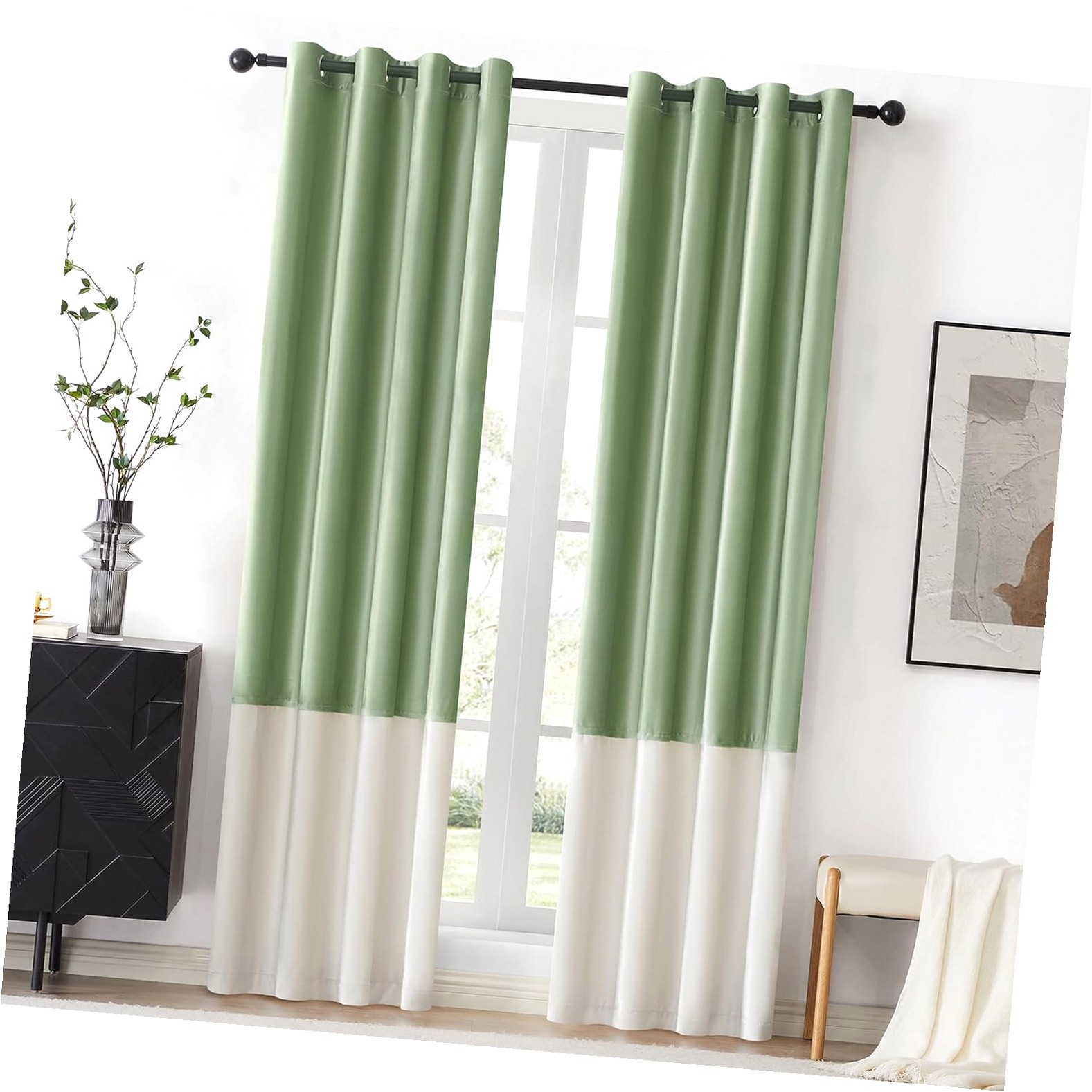 hgudesign Color Window Curtains Panels 108 inches Long Velvet Farmhouse ...