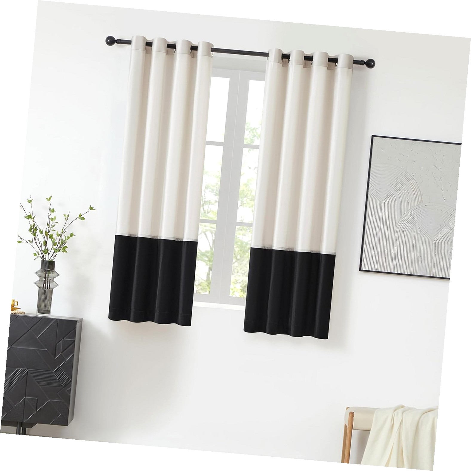 hgudesign Color Window Curtains Panels 63 inches Long Velvet Farmhouse ...