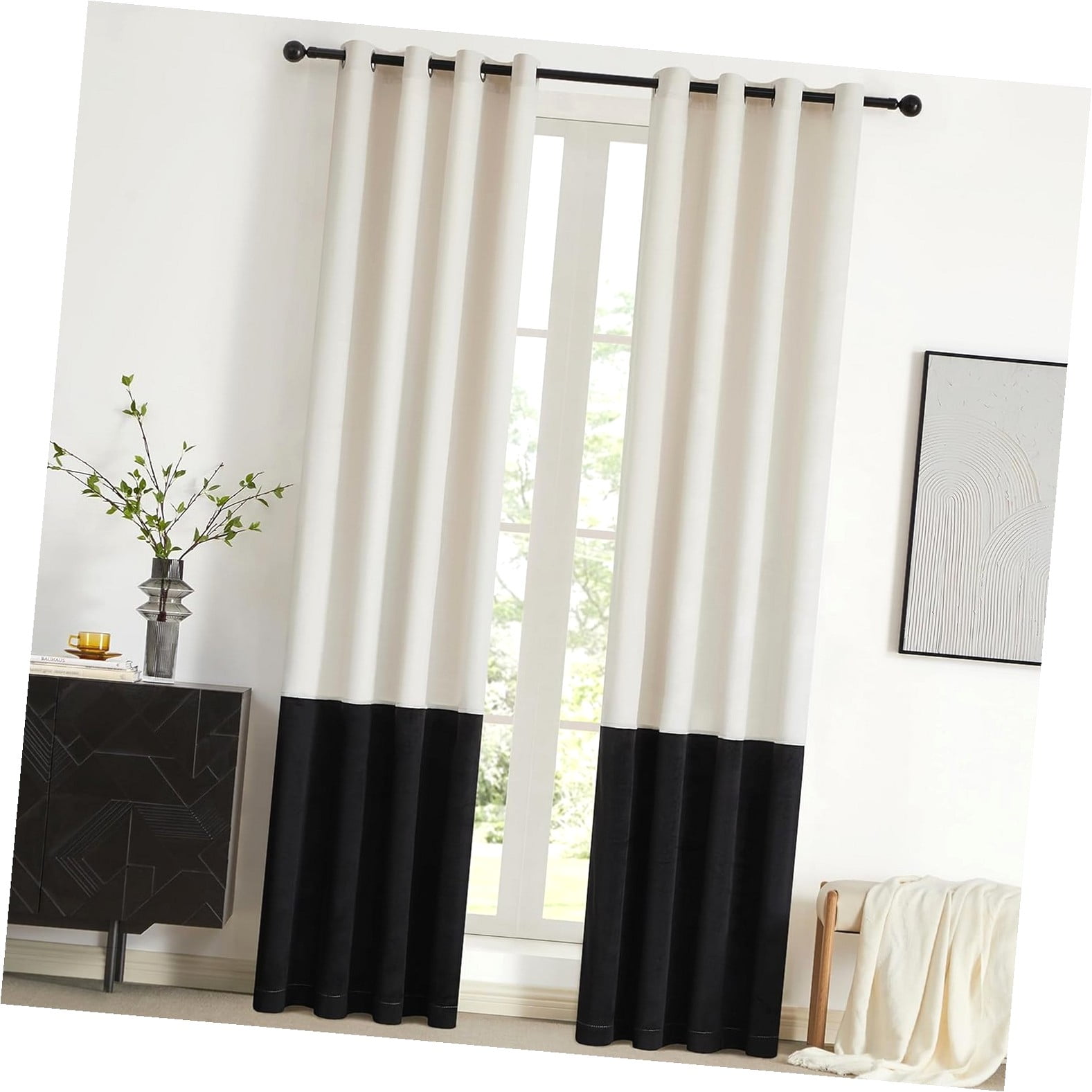 hgudesign Color Window Curtains Panels 72 inches Long Velvet Farmhouse ...