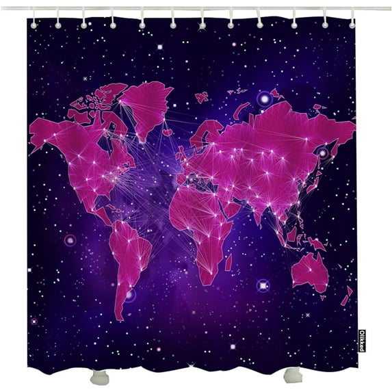 hgudesign Country Map Shower Curtain Set 72x72 Inch Map Chain Curtain ...