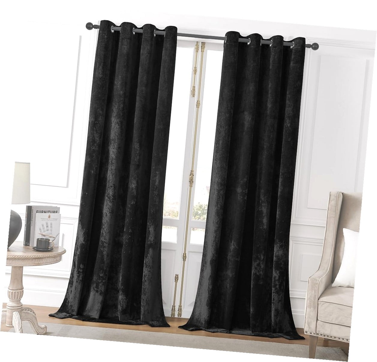 hgudesign Crushed Velvet Curtains 52x96 inch Thermal Insulated ...
