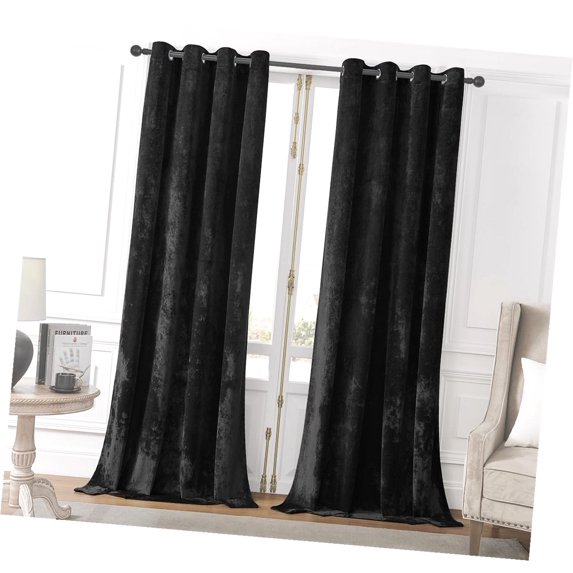 hgudesign Crushed Velvet Curtains 52x96 inch Thermal Insulated ...