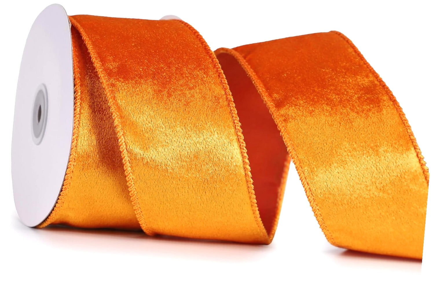 hgudesign Crushed Velvet Wired Orange 2.5" 10 Yards for Wedding Wreath ...