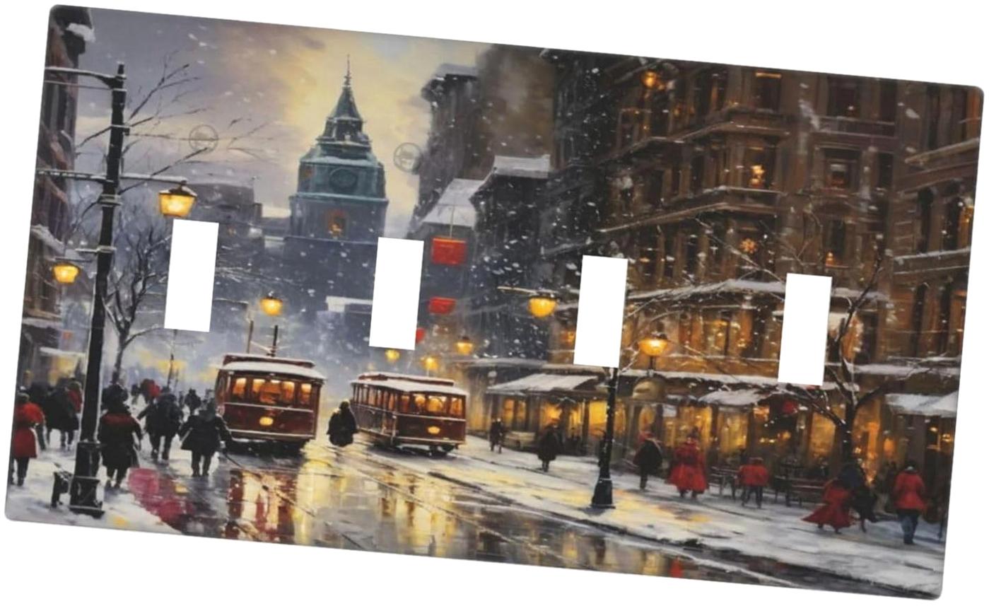 hgudesign Decorative Light Switch Plate Covers City Street Scene in ...