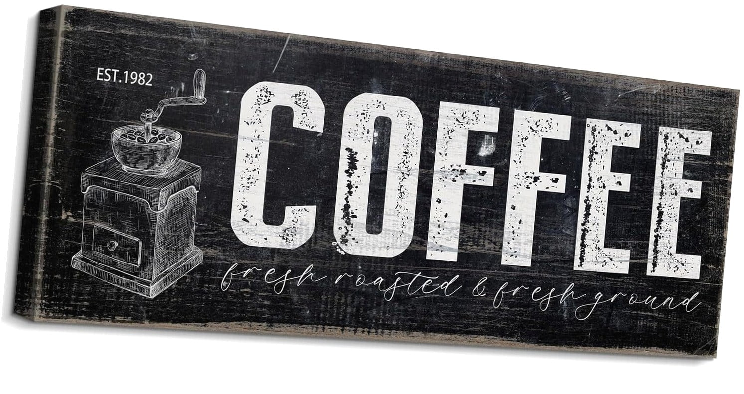 hgudesign Distressed Coffee Plaque Sign for Kitchen Station Fresh ...