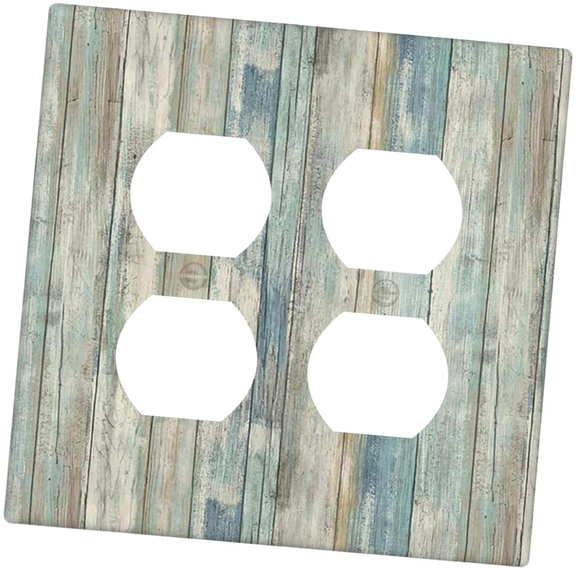 hgudesign Distressed Teal Kitchen Wood Wooden 2 Gang double duplex ...