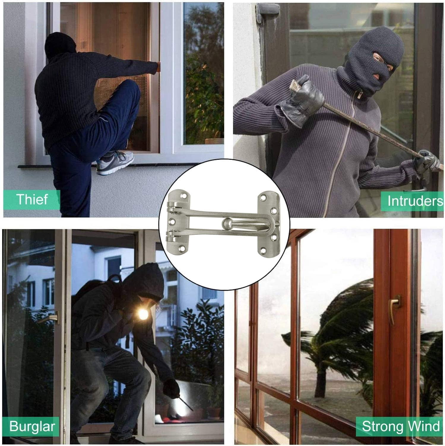 hgudesign Door Reinforcement Lock Swing Lock for Security Front Door ...