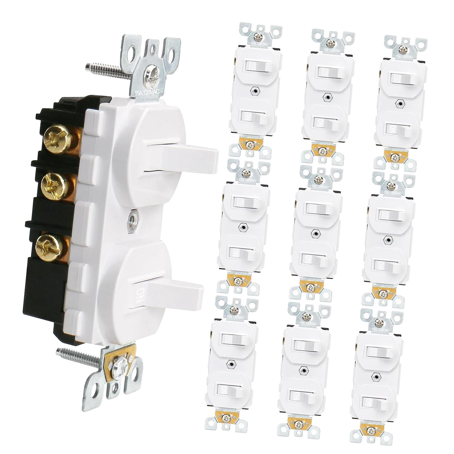 hgudesign Dual Toggle Light Switch, 15 Amp 125V Two Single Pole ...