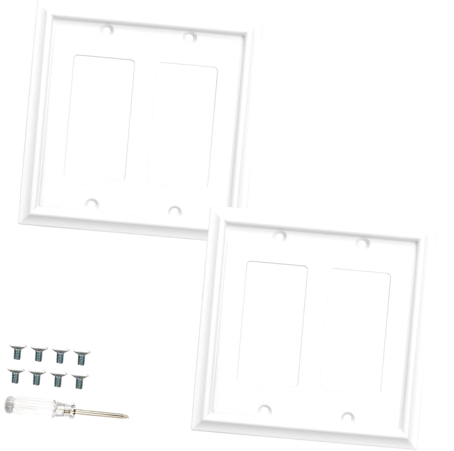 hgudesign Duplex Outlet Wall Plates, Timeless White Light Switch Cover ...