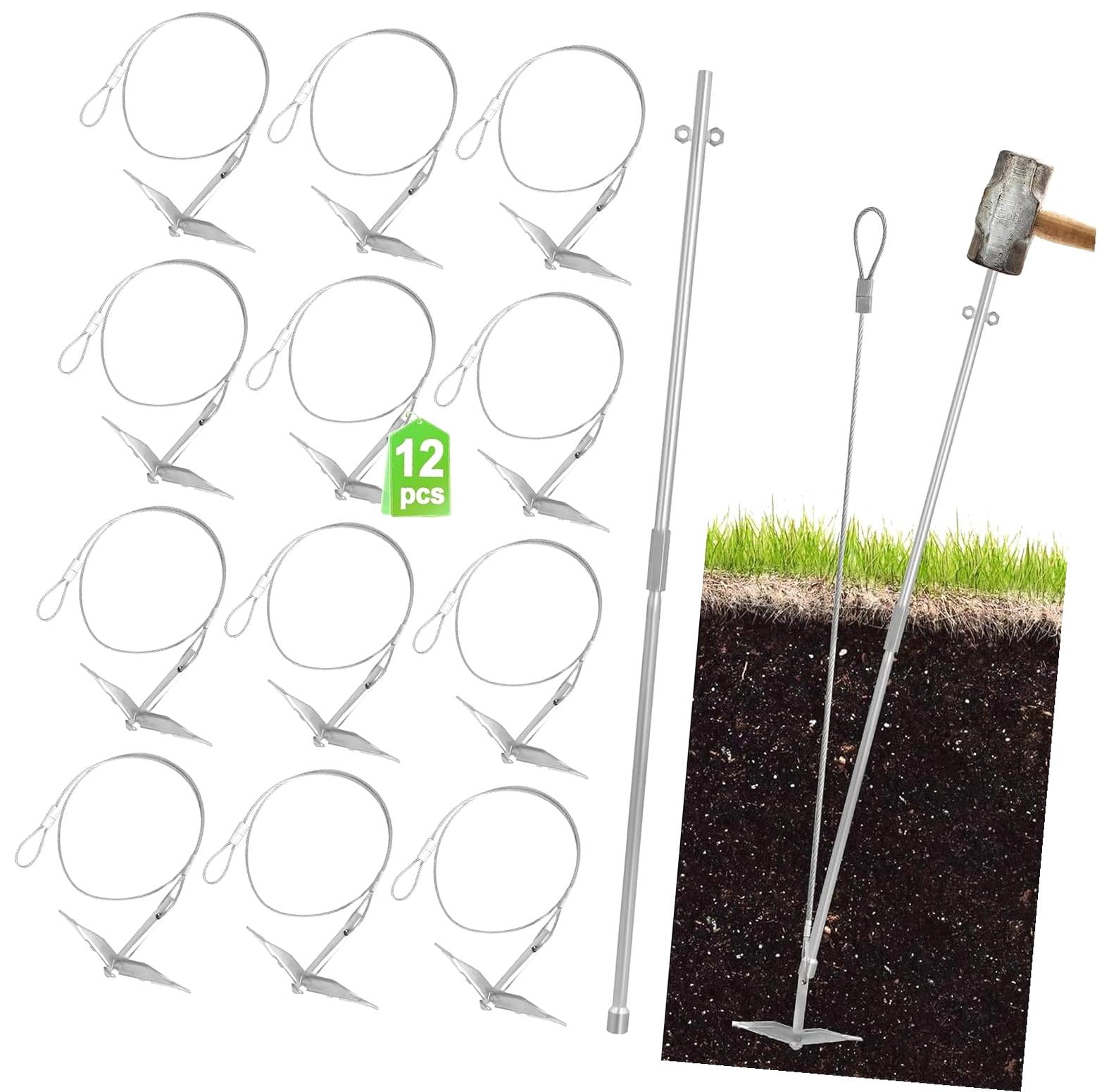 hgudesign Earth Anchors for Trapping with Drive Rod Tool, 35" x 1/8 ...