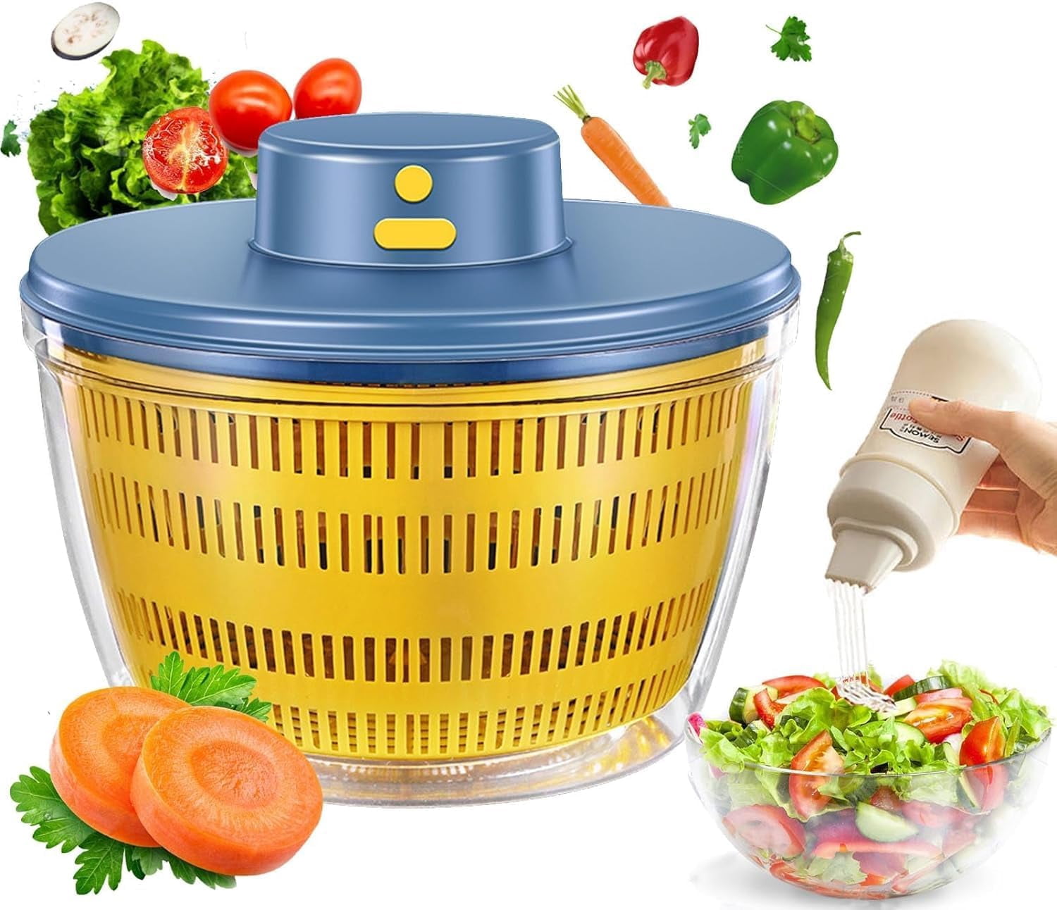 hgudesign Electric Salad Spinner 4.5L Lece spinner,Fruit Washer spinner ...
