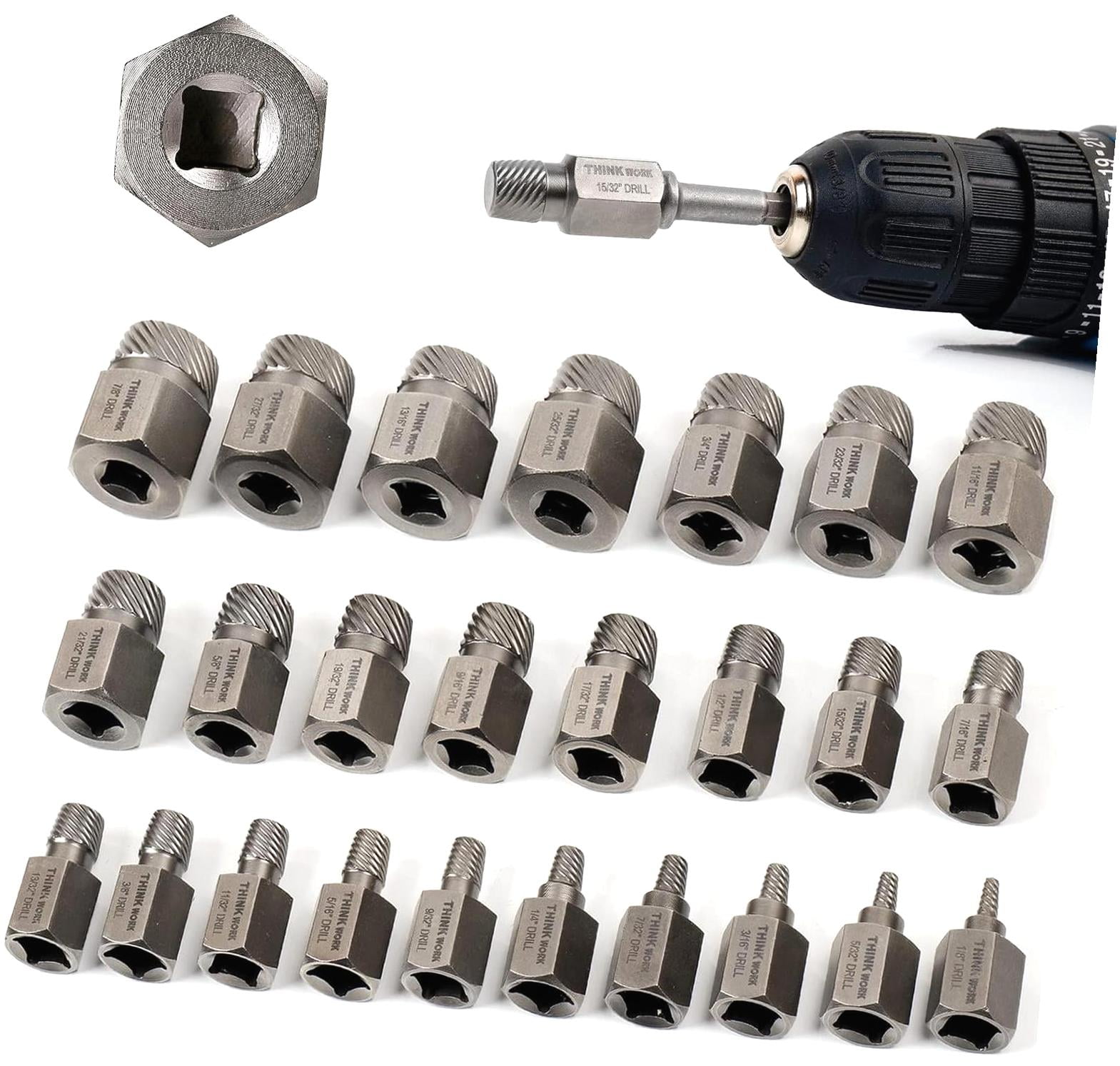 hgudesign Enhanced Screw Extractor Kit, 25-Piece 3/8" Drive Bolt ...