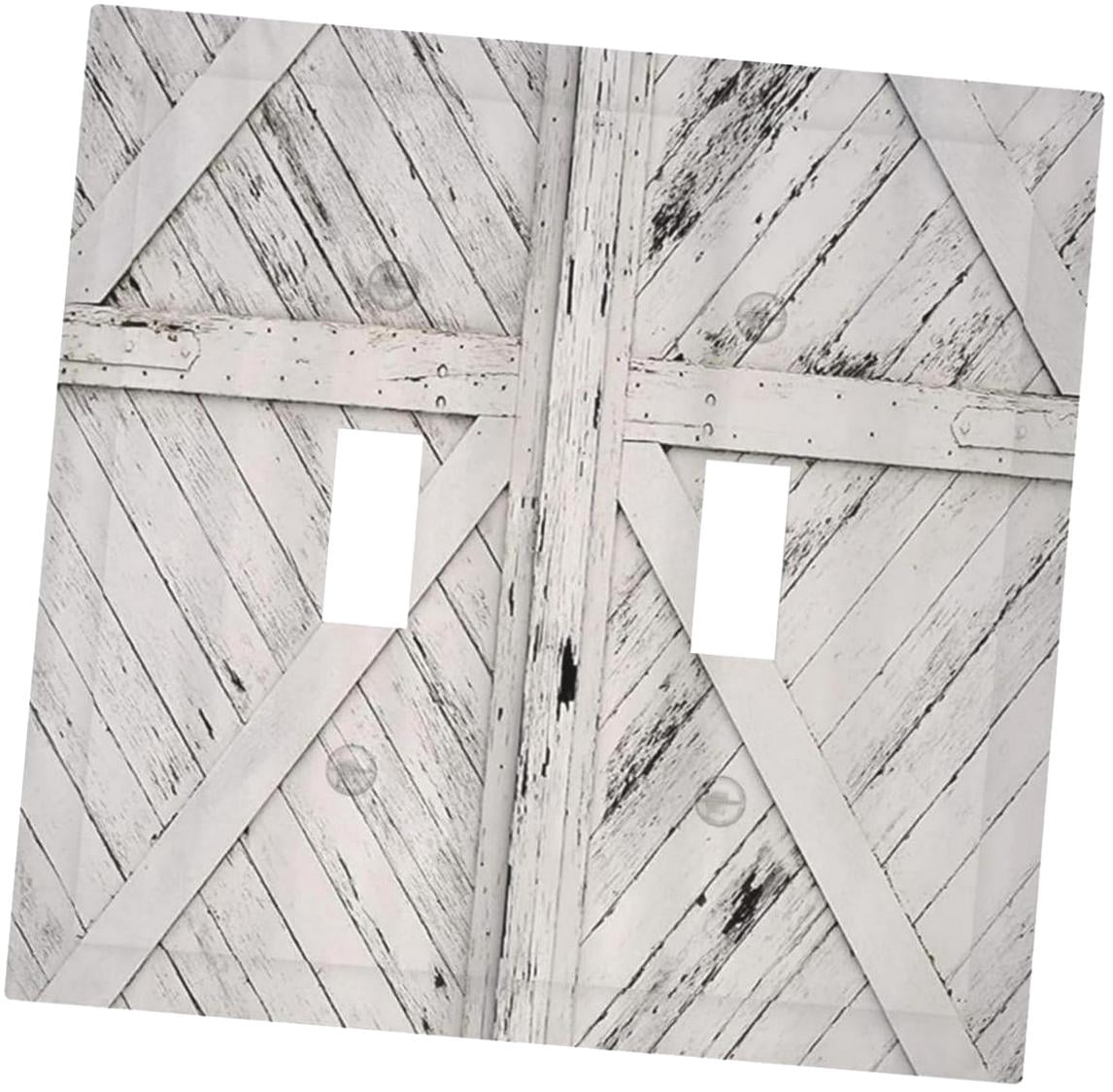hgudesign Farmhouse Barn Door Rustic Gray White Wooden 2 Gang Light ...