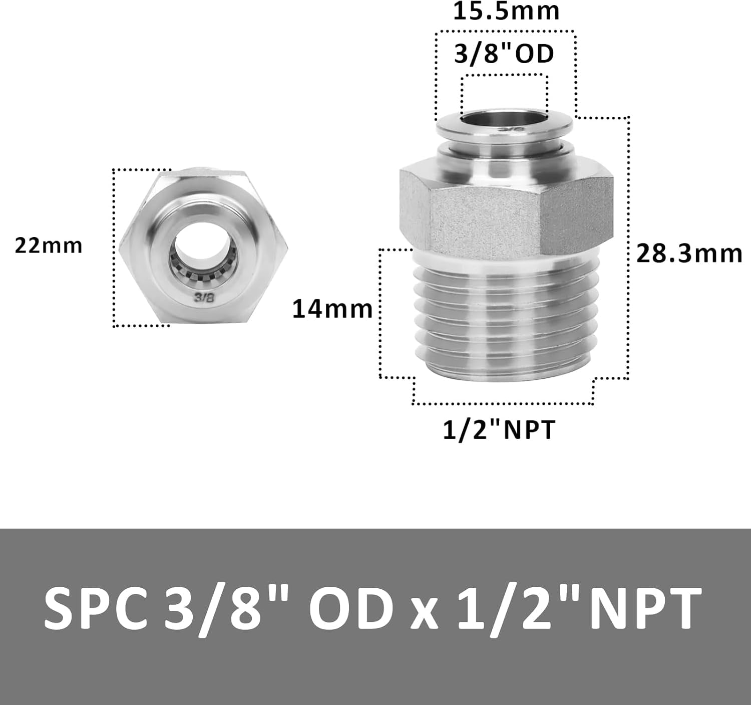 hgudesign Fitting - 304 Stainless Steel Male Straight 3/8" Tube OD x 1/ ...