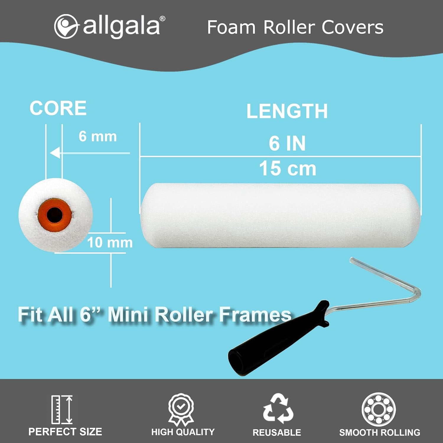 hgudesign Foam Rollers, 12 Pack of 6 inch Shedless Mini Foam Sponge ...