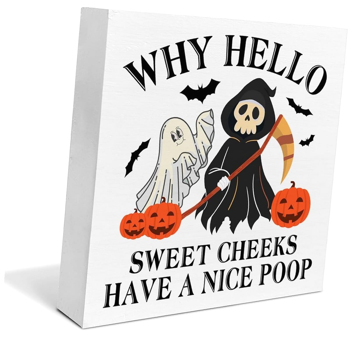 hgudesign Funny Bathroom Wood Box Sign Decor Spooky Hello Sweet Cheeks ...