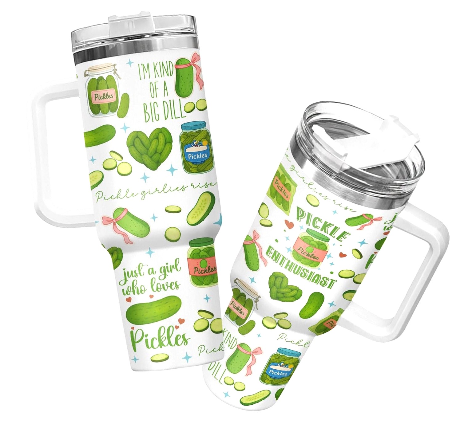 hgudesign Funny Pickle Tumbler 40oz with Handle and Straw – Just Who ...