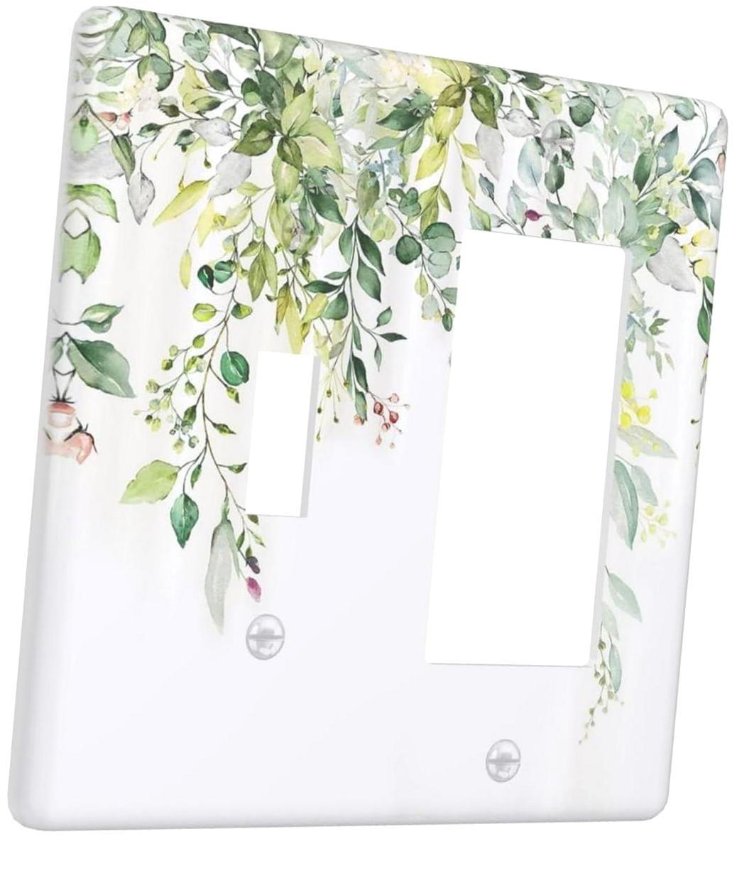 hgudesign Green Eucalyptus 4 Gang Light Switch Cover, Rustic Country ...