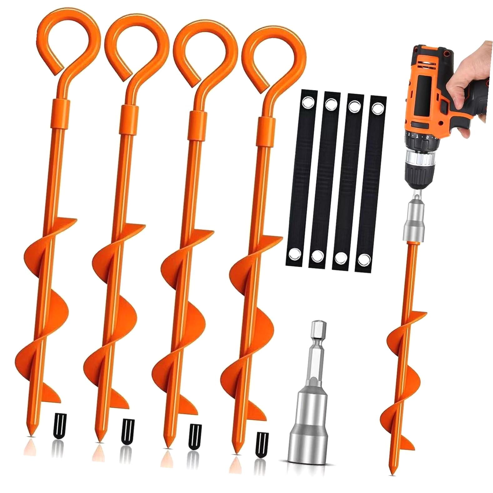 hgudesign Ground Anchors, 8 Pack Screw-in Earth Anchors for Trampolines ...