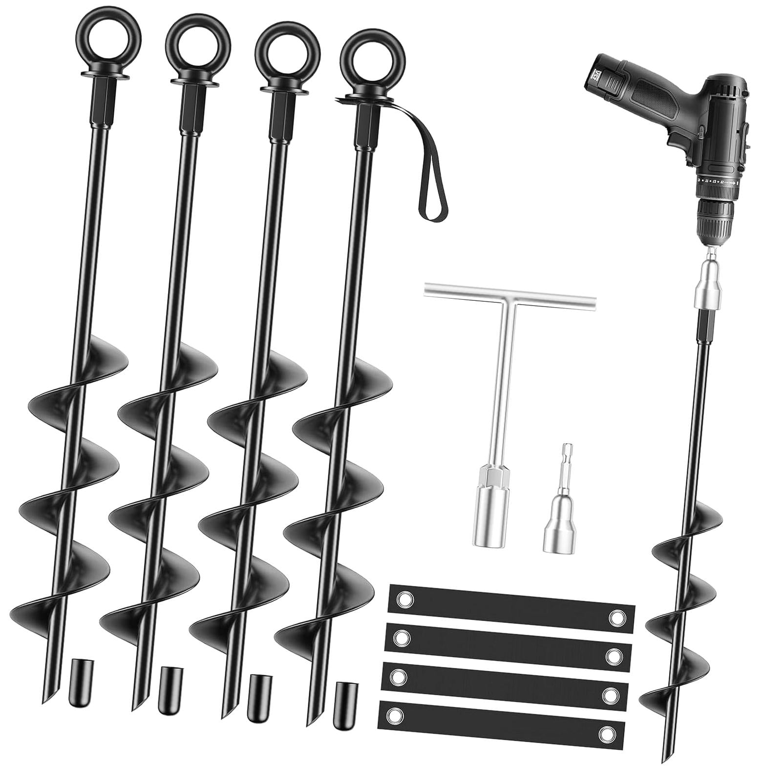 hgudesign Ground Anchors Tent Stakes 18 Inch Swing Set Anchors Kit ...