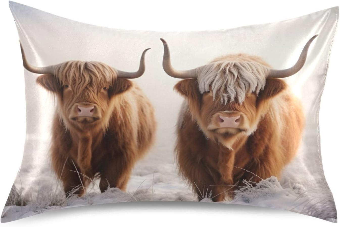 hgudesign Highland Cow Polyester Pillowcase with Envelope Closure Soft ...