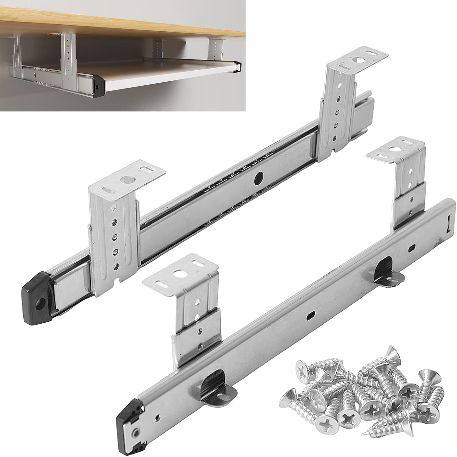 hgudesign Keyboard Pull Out Slides Height Adjustable Under Desk Drawer ...