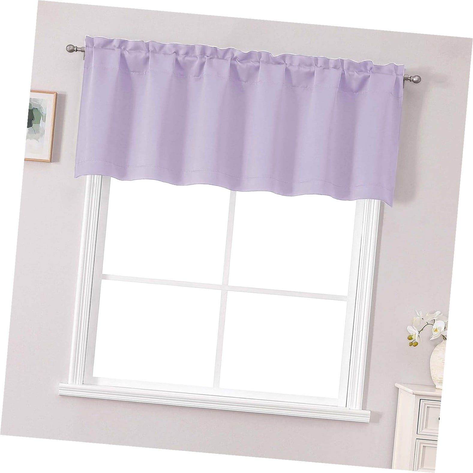 hgudesign Lilac Valance for Window, Light Small Kitchen Curtain for ...