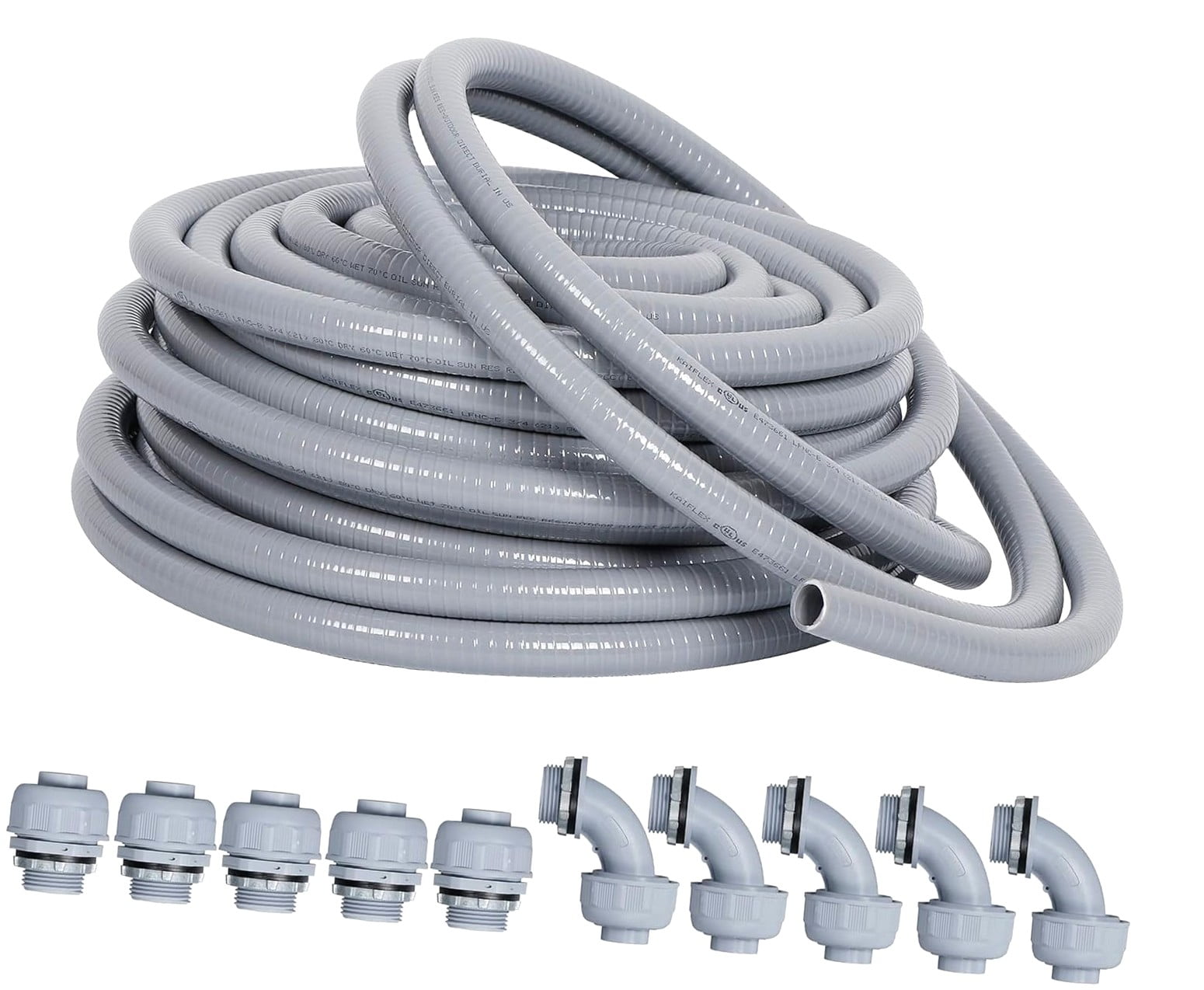 hgudesign Liquid-Tight Conduit and Connector Set 1/2inch 25ft, Flexible ...