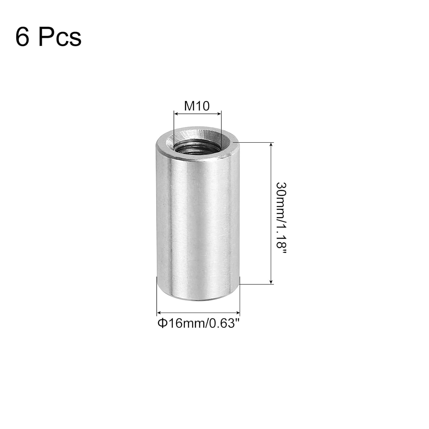 hgudesign M10x1.5mm Circular Coupling Nuts, 6 Pieces 304 Stainless ...